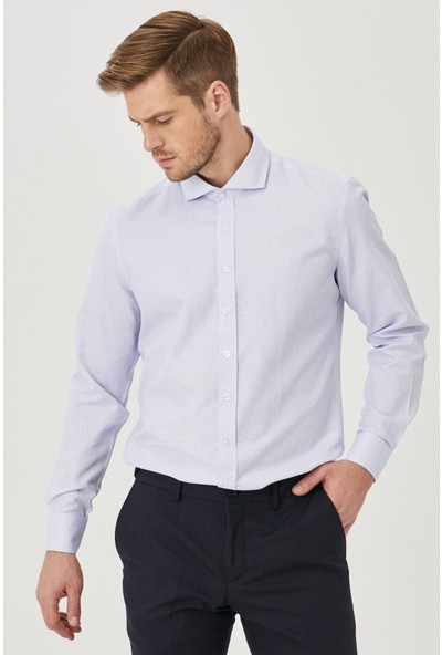 Altınyıldız Classics Erkek Beyaz-Mavi Tailored Slim Fit İtalyan Yaka %100 Pamuk Baskılı Gömlek Altınyıldız Classics Erkek Beyaz-Mavi Tailored Slim Fit İtalyan Yaka %100 Pamuk Baskılı Gömlek
