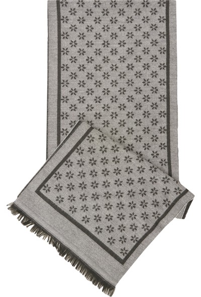 ALTINYILDIZ CLASSICS Erkek Siyah - Gri Desenli Örme Atkı