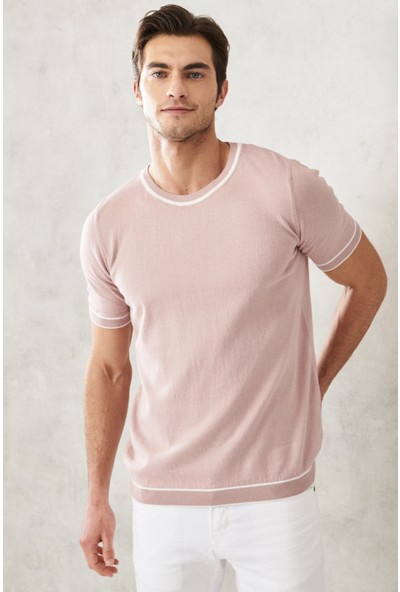 Ac&Co / Altınyıldız Classics Erkek Gül Kurusu Standart Fit Bisiklet Yaka %100 Pamuk Triko Tişört Ac&Co / Altınyıldız Classics Erkek Gül Kurusu Standart Fit Bisiklet Yaka %100 Pamuk Triko Tişört