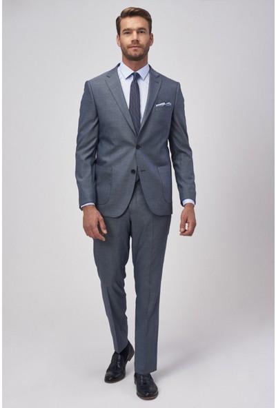 ALTINYILDIZ CLASSICS ERKEK Lacivert-Beyaz Slim Fit Desenli Takım Elbise ALTINYILDIZ CLASSICS ERKEK Lacivert-Beyaz Slim Fit Desenli Takım Elbise