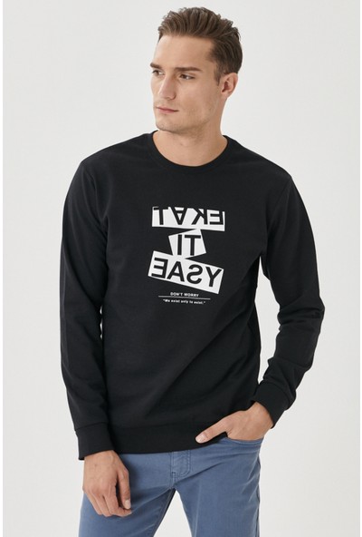 Ac&Co / Altınyıldız Classics Erkek Siyah Standart Fit Bisiklet Yaka Sweatshirt Ac&Co / Altınyıldız Classics Erkek Siyah Standart Fit Bisiklet Yaka Sweatshirt
