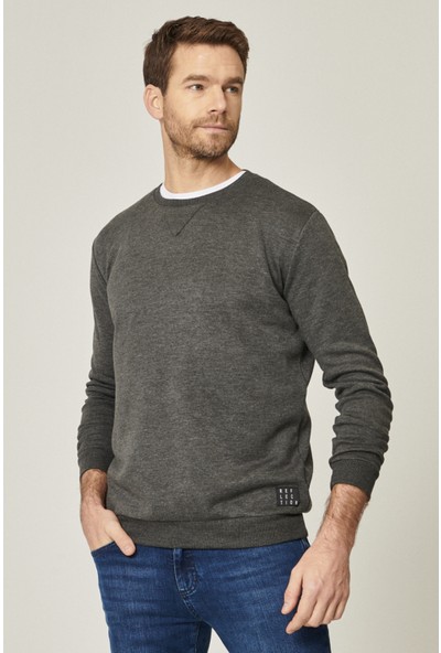 Ac&Co / Altınyıldız Classics Erkek Gri Standart Fit Günlük Rahat Bisiklet Yaka Spor Sweatshirt