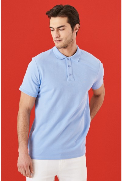 Altınyıldız Classıcs Erkek Açık Mavi Polo Yaka Cepsiz Slim Fit Dar Kesim %100 Pamuk Düz Tişört Altınyıldız Classıcs Erkek Açık Mavi Polo Yaka Cepsiz Slim Fit Dar Kesim %100 Pamuk Düz Tişört