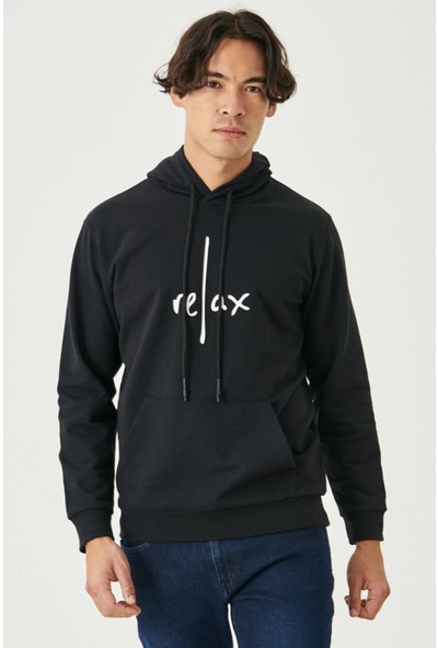 Ac&Co / Altınyıldız Classics Erkek Siyah Standart Fit Kapüşonlu Yaka Baskılı Spor Sweatshirt Ac&Co / Altınyıldız Classics Erkek Siyah Standart Fit Kapüşonlu Yaka Baskılı Spor Sweatshirt