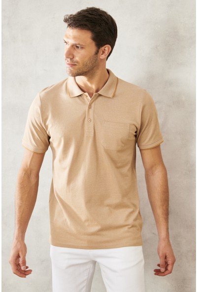 ALTINYILDIZ CLASSICS Erkek Vizon Polo Yaka Cepli Regular Fit Bol Kesim Düz Tişört ALTINYILDIZ CLASSICS Erkek Vizon Polo Yaka Cepli Regular Fit Bol Kesim Düz Tişört