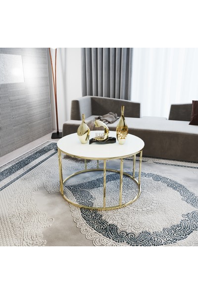 Kasger Kasgee Beyaz Cam Gold Metal Ortasehpa