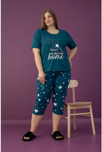 Seboteks Kısa Kol Pamuklu Büyük Beden Kadın Pijama Takımı 220137