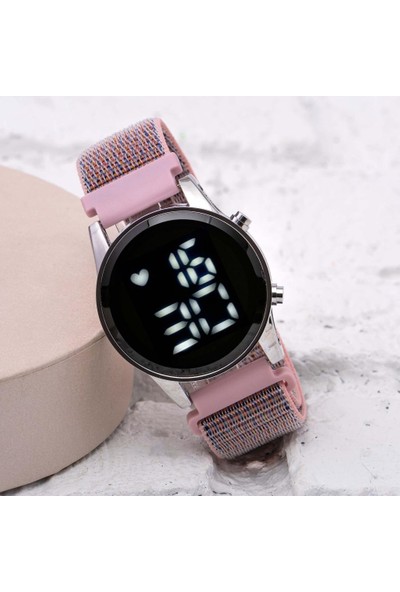 Oleydi Şık Pembe Renk Cırtlı Yapışır Kordon Dijital LED Bileklik Saat Oleydi Şık Pembe Renk Cırtlı Yapışır Kordon Dijital LED Bileklik Saat