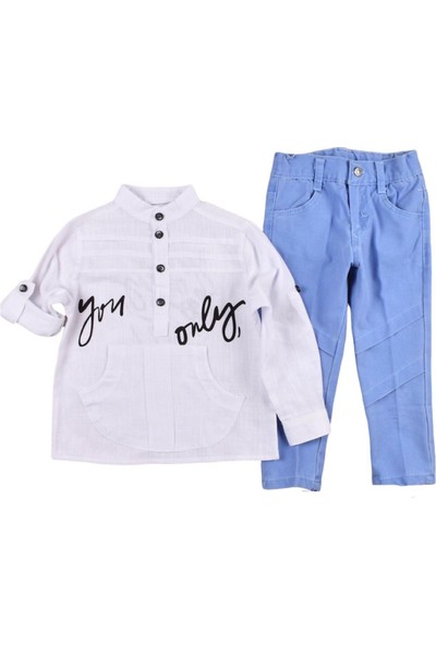 Dolcemix Kids Erkek Çocuk Hakim Yaka Gömlekli Pantolon Kombinli Alt Üst Takım