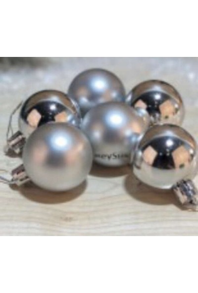 Parti Dünyası Gümüş Renkli Çam Ağacı Topu Süsü 5cm 6 Adet