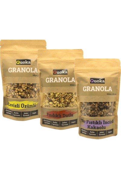 Quoka Granola Karışık 3 x 200 gr