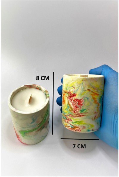 2'li Mermer Desenli Mum Seti / Exotic Kokulu