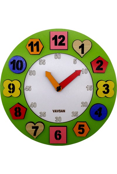 Vavsan Geometrik Şekil Eğitici Saat Renkli Ahşap Montessori Bultak Yapboz Oyuncak Puzzle Vavsan Geometrik Şekil Eğitici Saat Renkli Ahşap Montessori Bultak Yapboz Oyuncak Puzzle