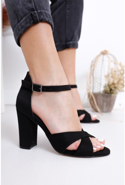Dem Dem Jany Topuklu Siyah Süet Ayakkabı