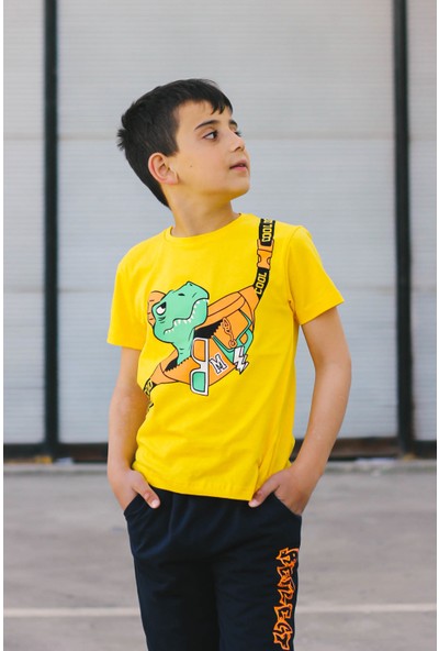 Çiggo Kids Cool Dinozor Baskılı Trend Erkek Çocuk T-Shirt