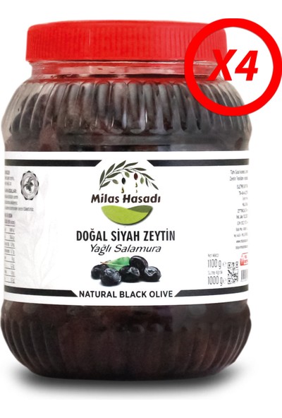 Milas Hasadı Yağlı Sele Doğal Siyah Zeytin - 1kg (4'lü Set) Milas Hasadı Yağlı Sele Doğal Siyah Zeytin - 1kg (4'lü Set)