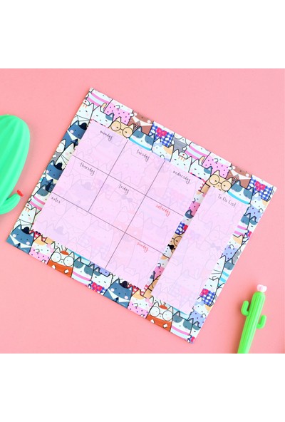 Şeker Ofisi Masaüstü Haftalık Planlayıcı Kedi Şeker Ofisi Masaüstü Haftalık Planlayıcı Kedi