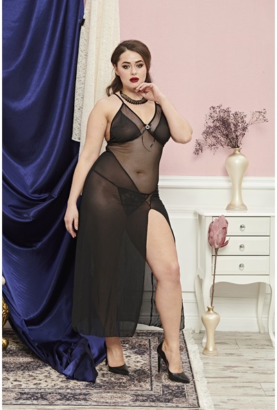 Blue Angel Lingeria Büyükbedenşifon Gecelik Takım