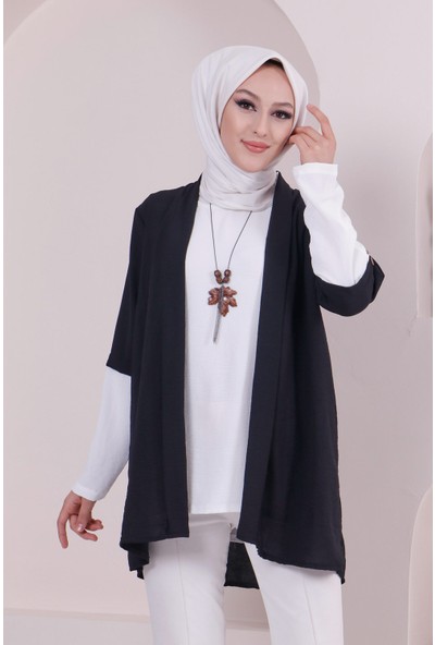 İmaj Butik Içlik Hırka Kolye Üçlü Kombin Tesettür Takım/siyah İmaj Butik Içlik Hırka Kolye Üçlü Kombin Tesettür Takım/siyah