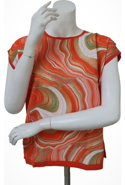 Twomail Baskılı Bluz 21613 - Orange