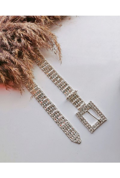 Beri Butik Özel Tasarım Gümüş Abiye ve Spor Taşlı Kemer