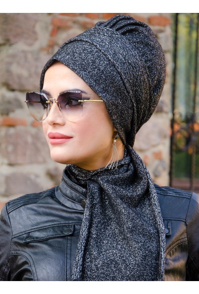 Aişe Tesettür Atkılı Bone - Siyah - Aişe Tesettür