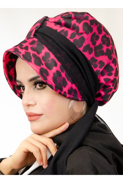Aişe Tesettür Hazır Şapkalı Bone - Fuşya - Aişe Tesettür