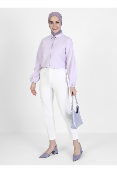 Refka Slim Fit Likralı Kot Pantolon - Off White - Refka Casual