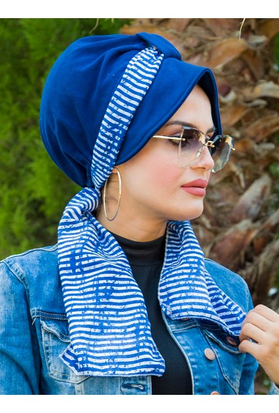 Aişe Tesettür Şapka Bone - Açık Lacivert - Aişe Tesettür