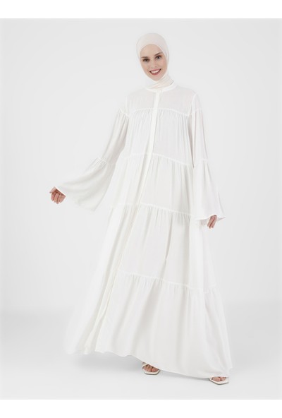 Refka Ispanyol Kollu Salaş Viskon Elbise - Ekru - Refka Casual Refka Ispanyol Kollu Salaş Viskon Elbise - Ekru - Refka Casual