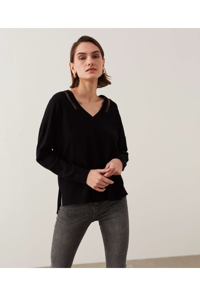 İpekyol Transparan Detaylı Triko