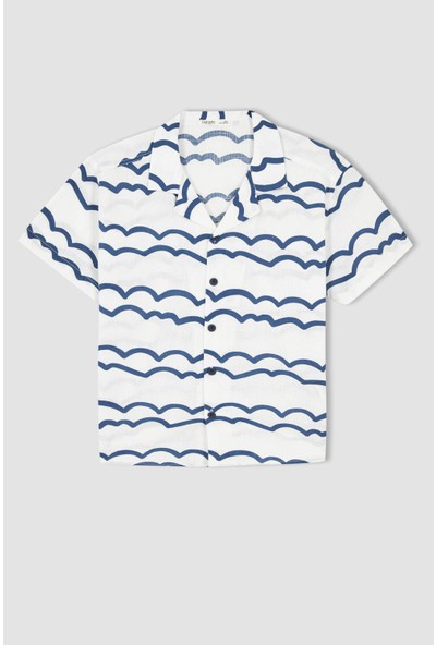 DeFacto Erkek Çocuk Regular Fit Polo Yaka Poplin Kısa Kollu Gömlek X2509A622SM