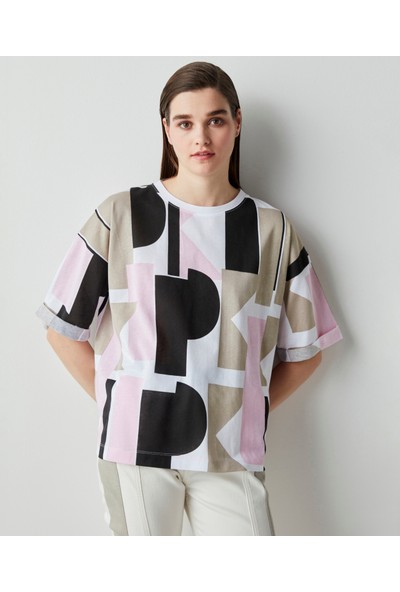 İpekyol Monogram Desenli Tişört İpekyol Monogram Desenli Tişört