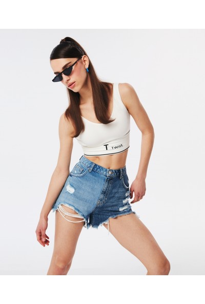 Twist Eskitme Jean Şort