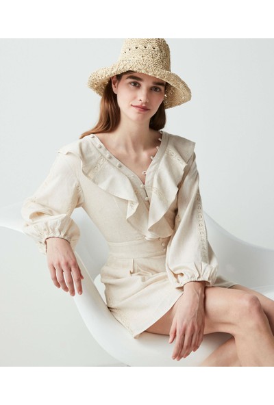 İpekyol Keten Karışımlı Kısa Tulum