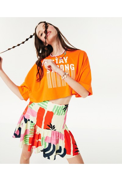 Twist Desenli Mini Etek