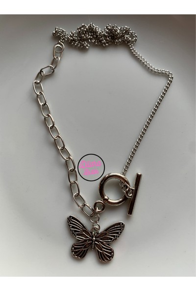 Dilara Butik Kelebek Kolye - Antik Gümüş Kaplama