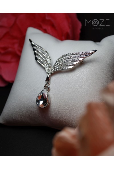 Moze İstanbul Swarovski Taşlı Melek Kanat Broş