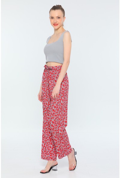 Julude Kırmızı Kadın Yüksek Bel Bol Paça Desenli Yürüyüş Pantolonu Julude Kırmızı Kadın Yüksek Bel Bol Paça Desenli Yürüyüş Pantolonu
