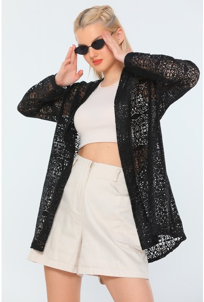 Julude Siyah Kadın Retro Dantel Detaylı Ceket Julude Siyah Kadın Retro Dantel Detaylı Ceket