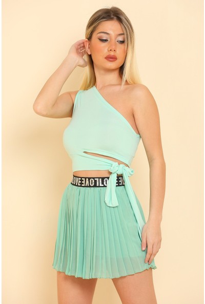 Julude Mint Kadın Pileli Iç Astarlı Mini Etek Julude Mint Kadın Pileli Iç Astarlı Mini Etek
