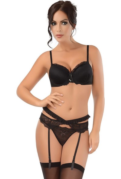 Julude Siyah Nbb Desteksiz Dantel Detaylı Kadın Jartiyer Takım Julude Siyah Nbb Desteksiz Dantel Detaylı Kadın Jartiyer Takım