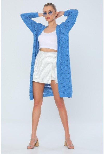 Julude Indigo Kadın Likralı Mevsimlik Triko Hırka Julude Indigo Kadın Likralı Mevsimlik Triko Hırka