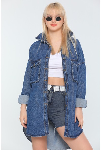 Julude Koyumavi Kadın Oversize Cepli Boyfriend Jean Ceket Julude Koyumavi Kadın Oversize Cepli Boyfriend Jean Ceket