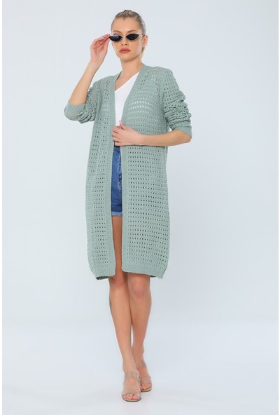 Julude Mint Kadın Likralı Mevsimlik Triko Hırka Julude Mint Kadın Likralı Mevsimlik Triko Hırka