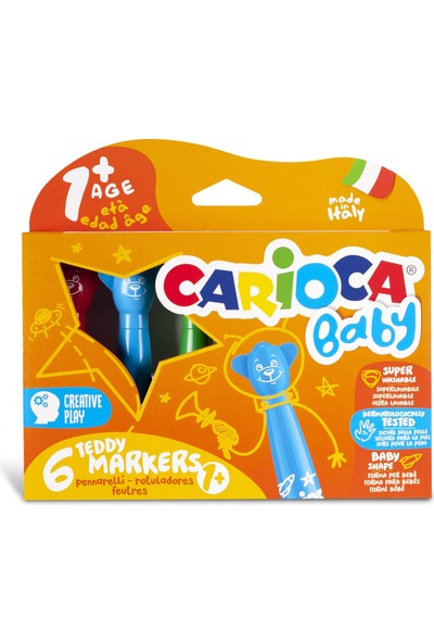 Carioca Teddy Jumbo Bebek Yıkanabilir Keçeli Boya Kalemi 6'li Carioca Teddy Jumbo Bebek Yıkanabilir Keçeli Boya Kalemi 6'li
