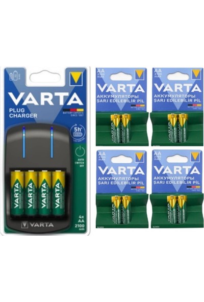 Varta 57647 Plug Şarj Cihazı + Varta 2700MAH Aa Pil 8 Adet Aydos Pil Varta 57647 Plug Şarj Cihazı + Varta 2700MAH Aa Pil 8 Adet Aydos Pil