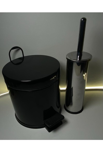 Empa Metal Paslanmaz Metal Çöp Kovası ve Klozet Fırçası Seti Empa Metal Paslanmaz Metal Çöp Kovası ve Klozet Fırçası Seti
