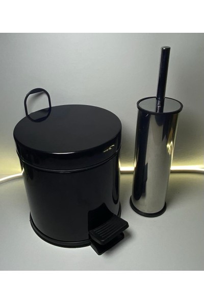 Empa Metal Paslanmaz Metal Çöp Kovası ve Klozet Fırçası Seti Empa Metal Paslanmaz Metal Çöp Kovası ve Klozet Fırçası Seti