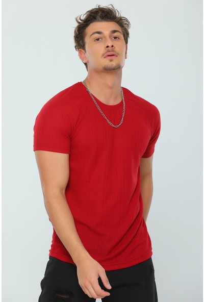 Julude Bordo Erkek Likralı Bisiklet Yaka Basic T-Shirt Julude Bordo Erkek Likralı Bisiklet Yaka Basic T-Shirt